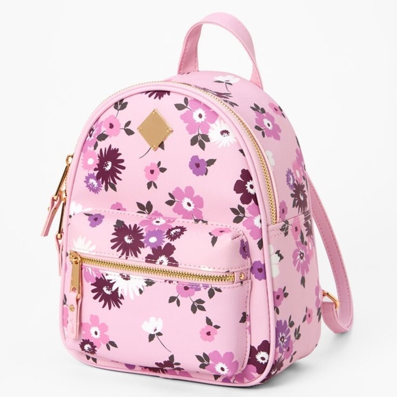 Icing | Bags | Icing Claires Pink Purple Floral Print Faux Leather ...